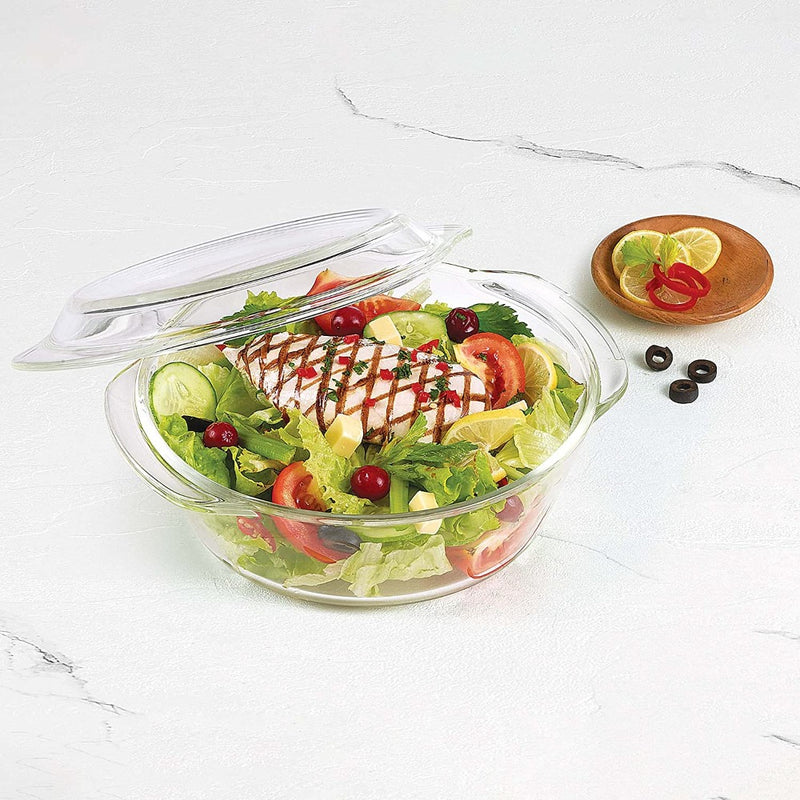 Treo Ovensafe Round Borosilicate Glass Casserole | Transparent | 1 Pc