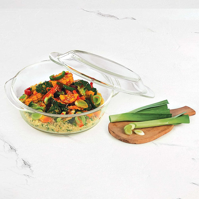 Treo Ovensafe Round Borosilicate Glass Casserole | Transparent | 1 Pc