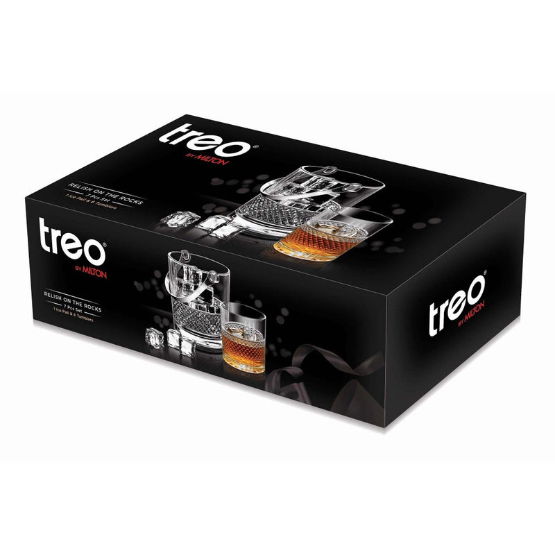 Treo Relish On The Rocks - 1 Ice Pail + 6 Tumblers | Transparent | Set