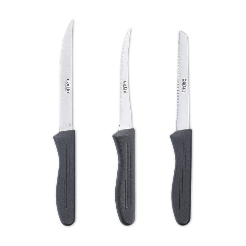 Godrej Cartini Stainless Steel Kitchen Knife Kit | Black | Set of 3 Pc