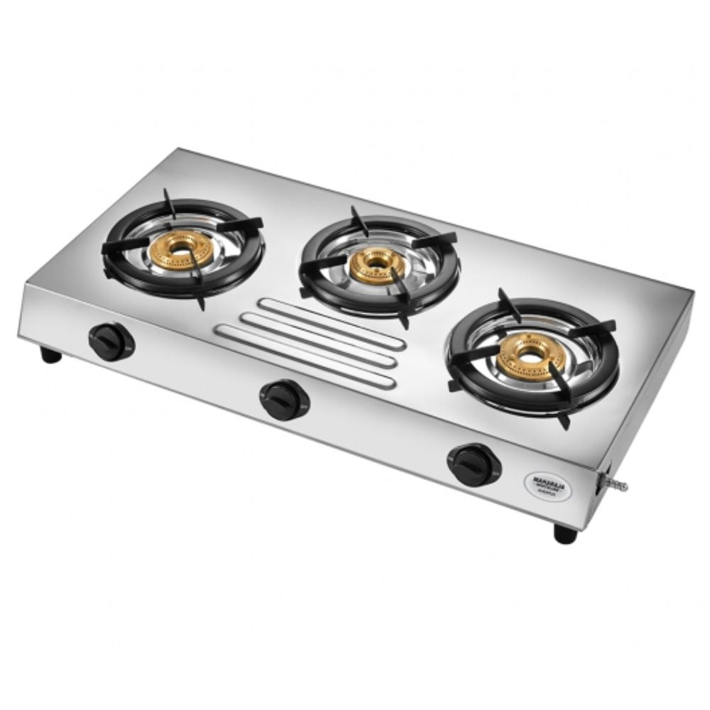 Maharaja Whiteline Aventus 3 Burner Stainless Steel Gas Stove | Silver