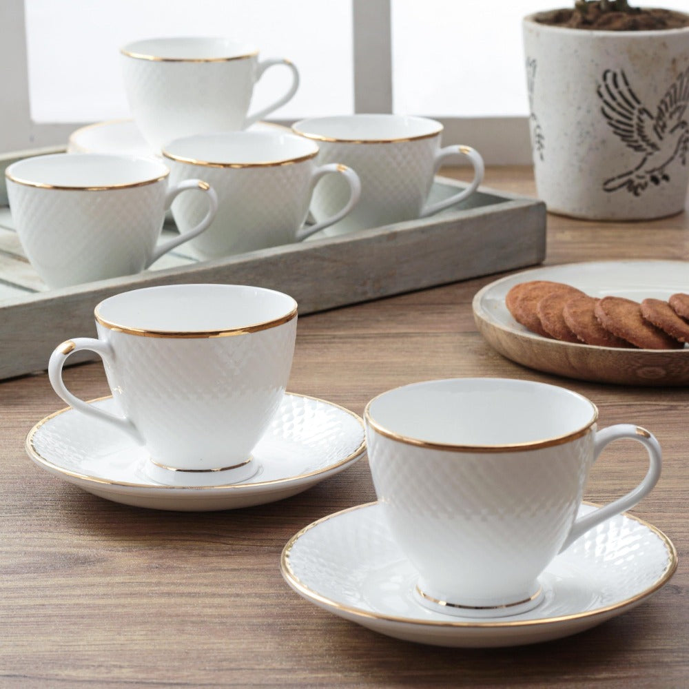 Buy Diamond Tea Cup & Saucer Set of 12 Online
