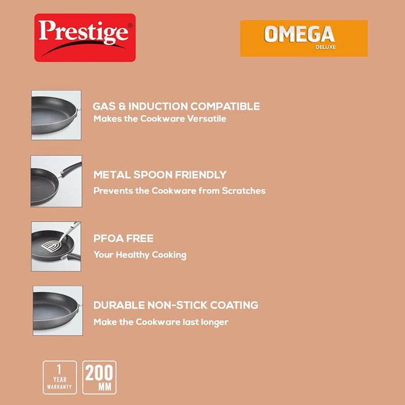 Prestige Omega Deluxe Aluminium Non-Stick Coating Fry Pan | Induction