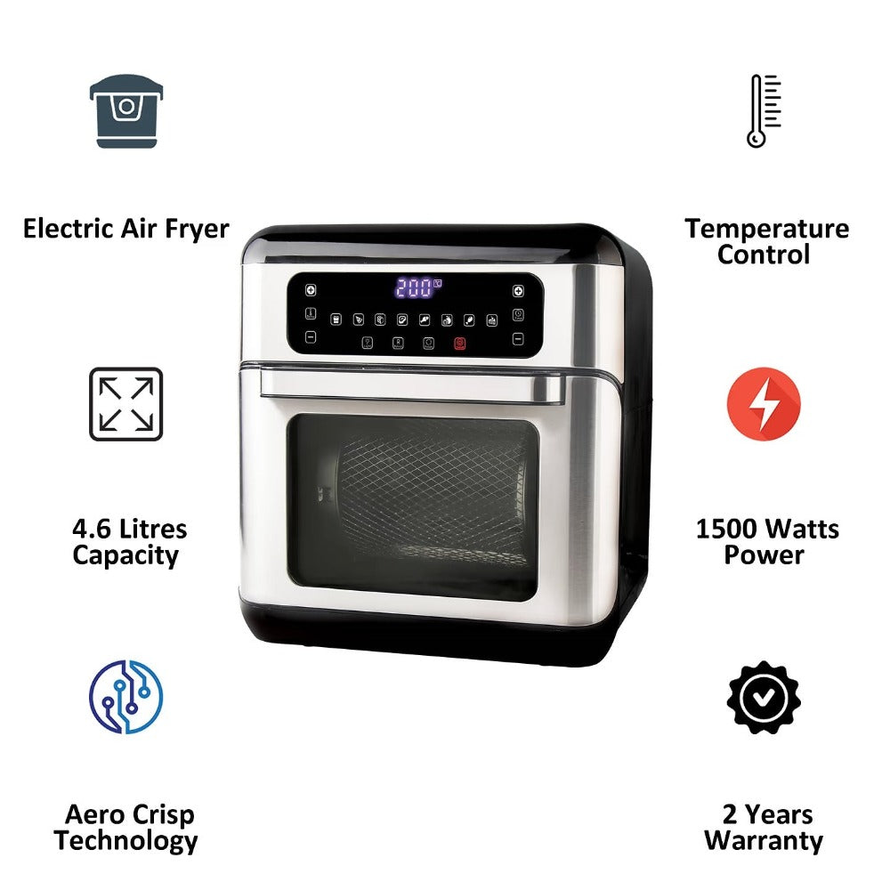 Havells Air Oven Digi 1500 Watt 4.6 Litres Air Fryer | Black & Silver