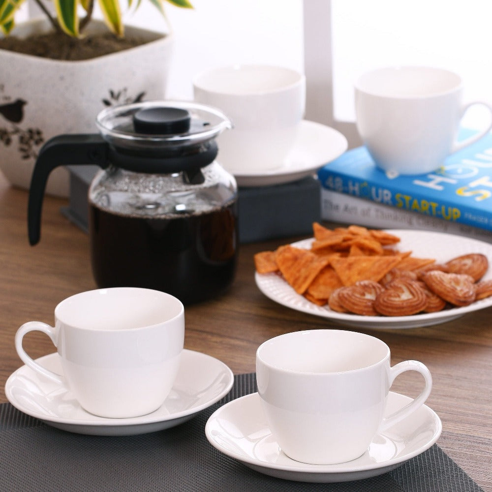 Buy Clay Craft Clay Craft Basic Cup & Saucer Cream, Set of 12, Plain ...