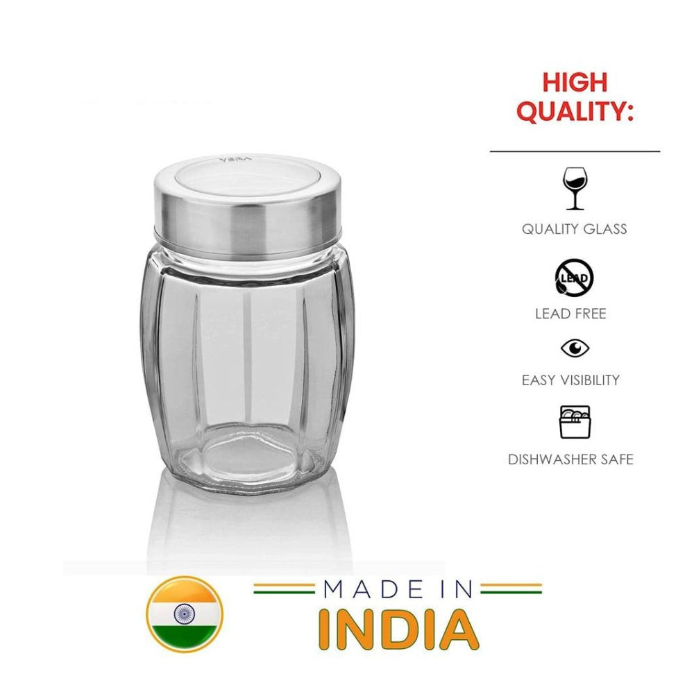 Yera X-Series KBM Glass Storage Jar with Steel Lid | Transparent | 1 P