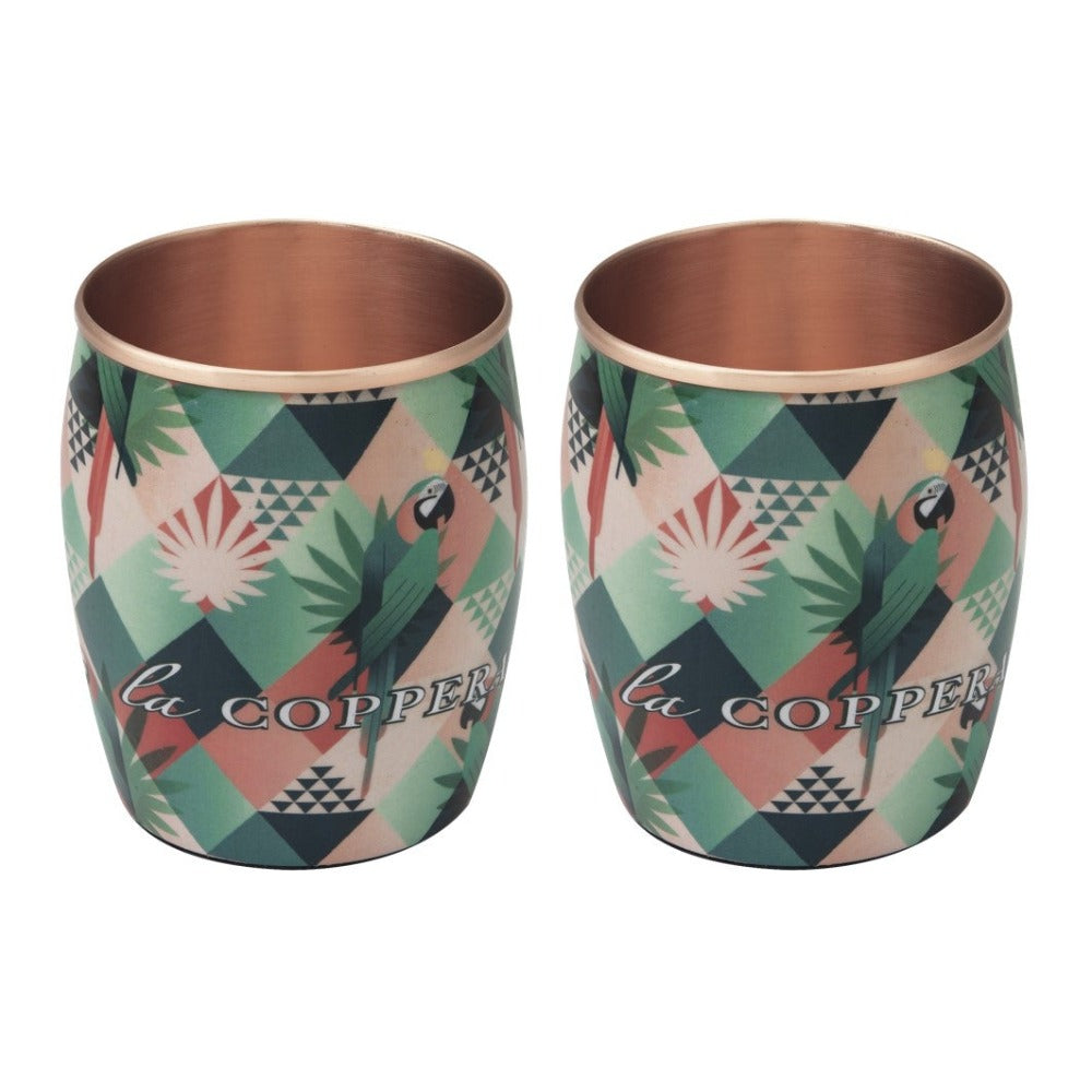Lacoppera Copper Cooler Texture 250 ML Tumblers | Set of 2 Pcs