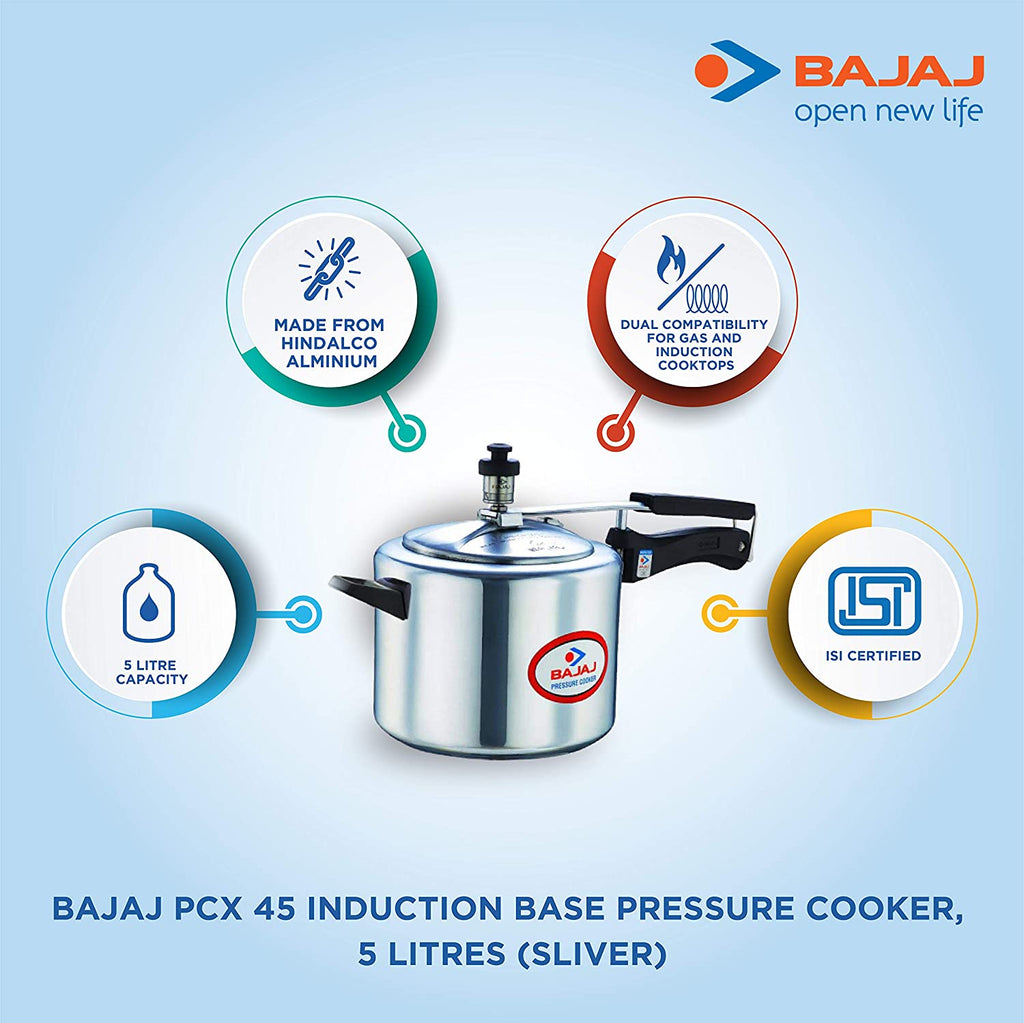 Bajaj PCX 45 Stainless Steel Inner Lid Pressure Cooker | Induction Bot