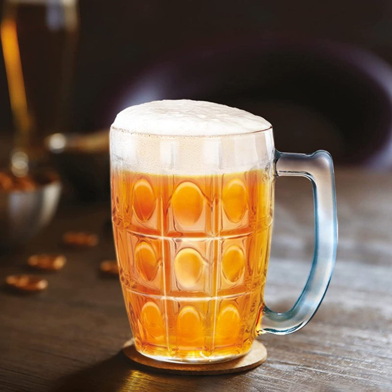 Treo Cascade 385 ML Glass Beer Mug | Transparent | Set of 2 pcs