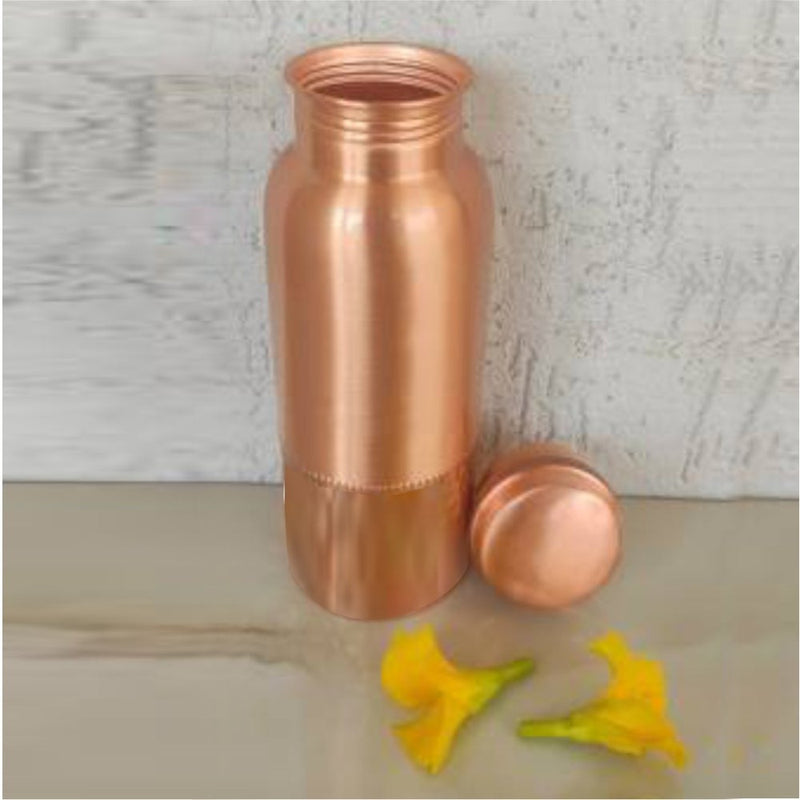 Lacoppera Copper 1000 ML Mist Bottom Hammered Water Bottle | 1 Pc