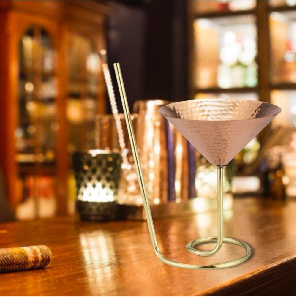 Lacoppera Hammered Copper Martini Sipper Cocktail Glass | 250 ML | 1 P